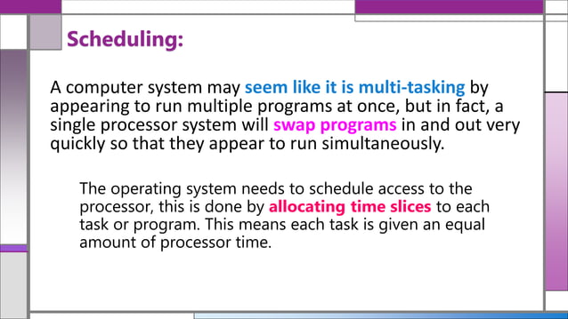 Operating System (Scheduling, Input and Output Management, Memory ...