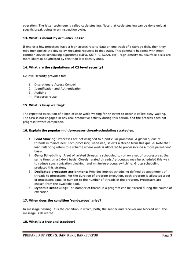 Operating system Interview Questions | PDF