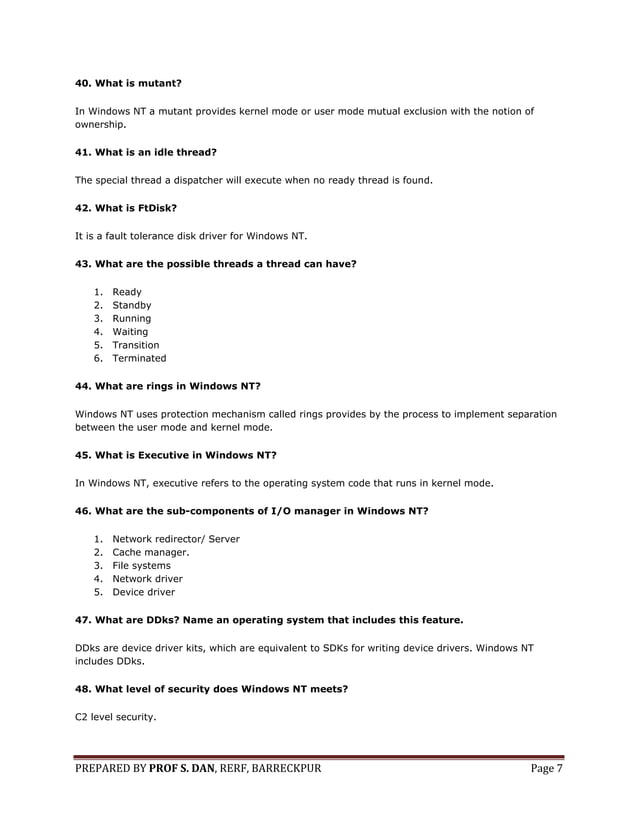 Operating system Interview Questions | PDF