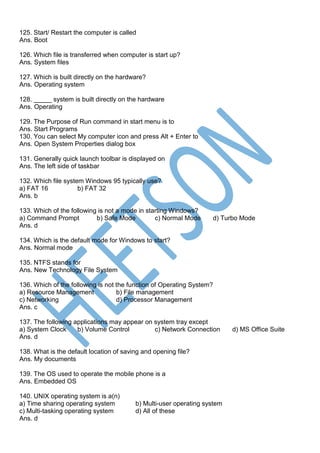 Operating System MCQ (OS Most Important Question) | PDF