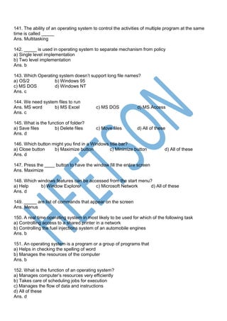 Operating System MCQ (OS Most Important Question) | PDF