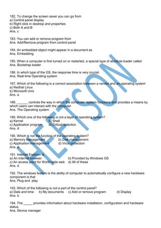 Operating System MCQ (OS Most Important Question) | PDF