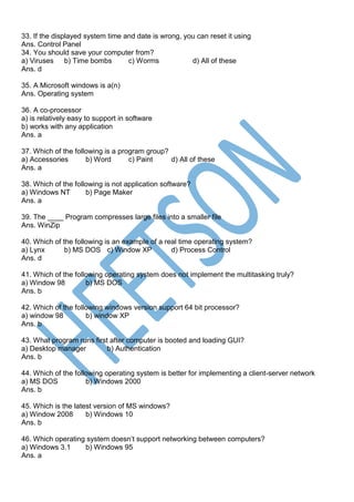 Operating System MCQ (OS Most Important Question) | PDF
