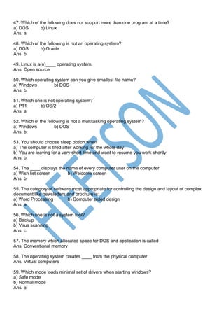 Operating System MCQ (OS Most Important Question) | PDF