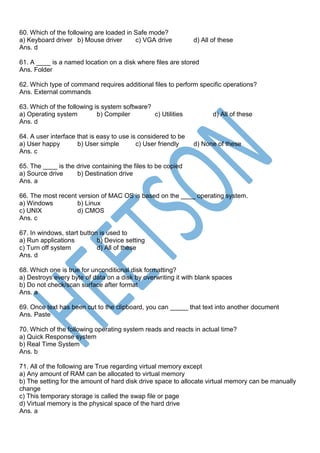 Operating System MCQ (OS Most Important Question) | PDF