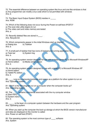 Operating System MCQ (OS Most Important Question) | PDF