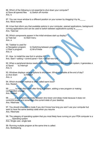 Operating System MCQ (OS Most Important Question) | PDF