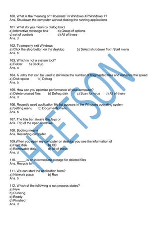 Operating System MCQ (OS Most Important Question) | PDF