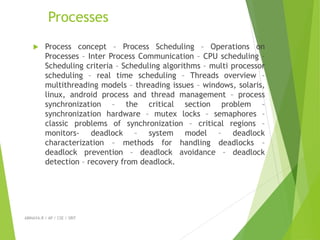 OPERATING SYSTEM -UNIT 2.pptdeadlock detection – recovery from deadlock. | PPT