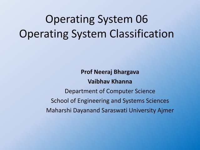Operating system 06 operating system classification | PPT