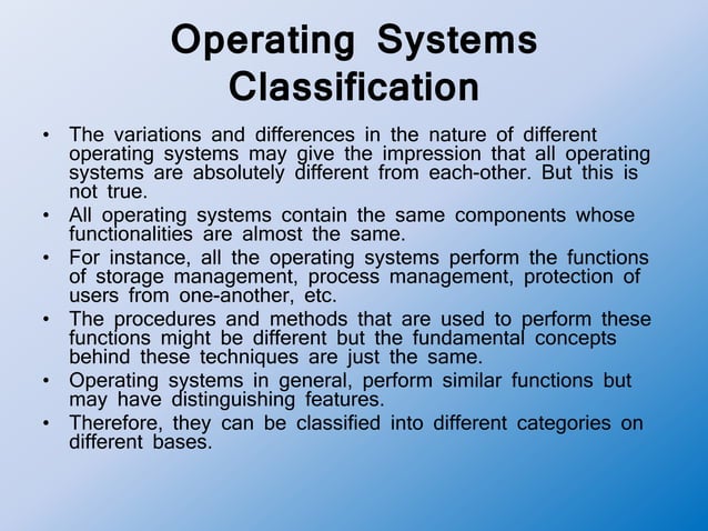 Operating system 06 operating system classification | PPT