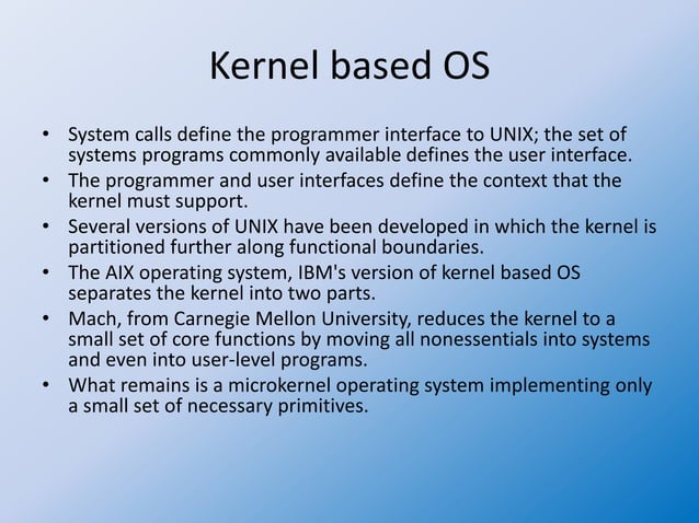 Operating System 14 Unix And Kernel Based Os Pptx Operating Systems Computer Software And