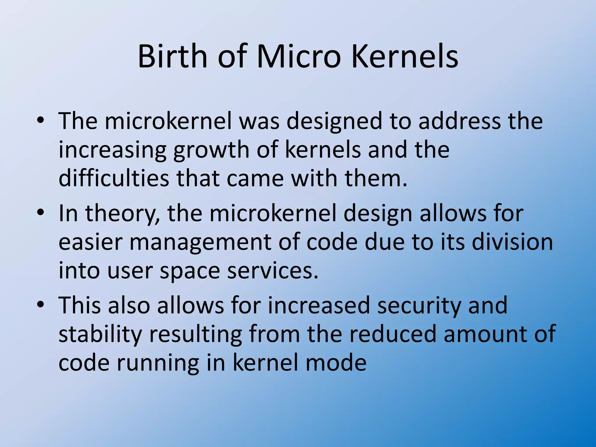 Operating system 15 micro kernel based os | PPTX