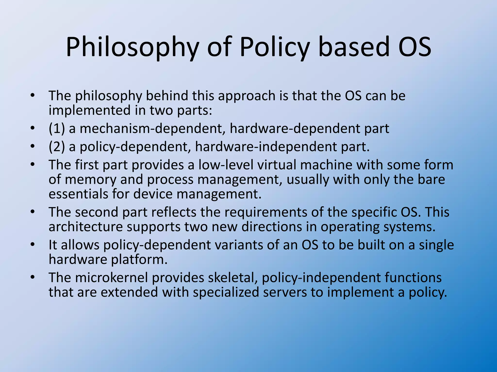 Operating System 15 Micro Kernel Based Os Ppt