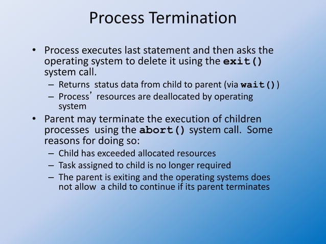 Operating System 18 Process Creation And Termination Pptx Operating
