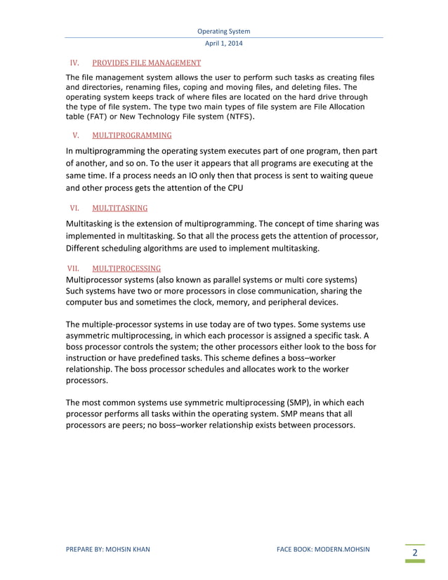 Operating system 3 | DOCX | Operating Systems | Computer Software and Applications