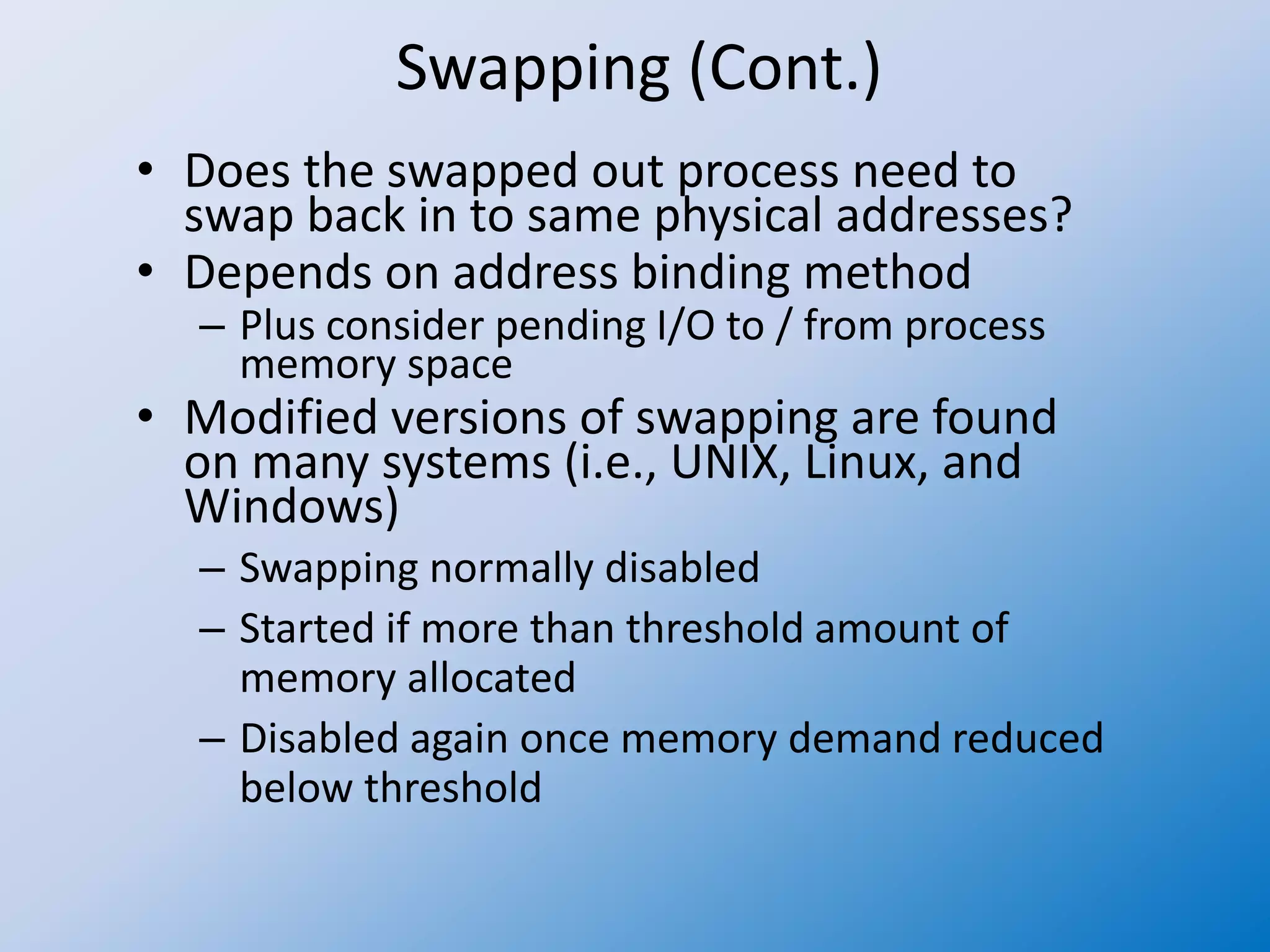 Operating System 33 Swapping Pptx Operating Systems Computer Software And Applications