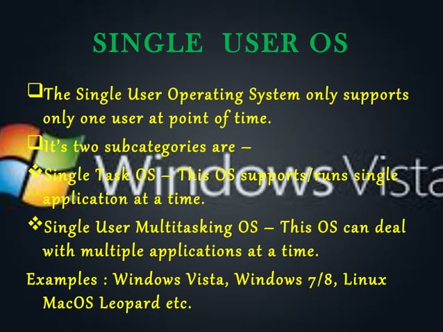Types of Operating System | PPT | Operating Systems | Computer Software ...