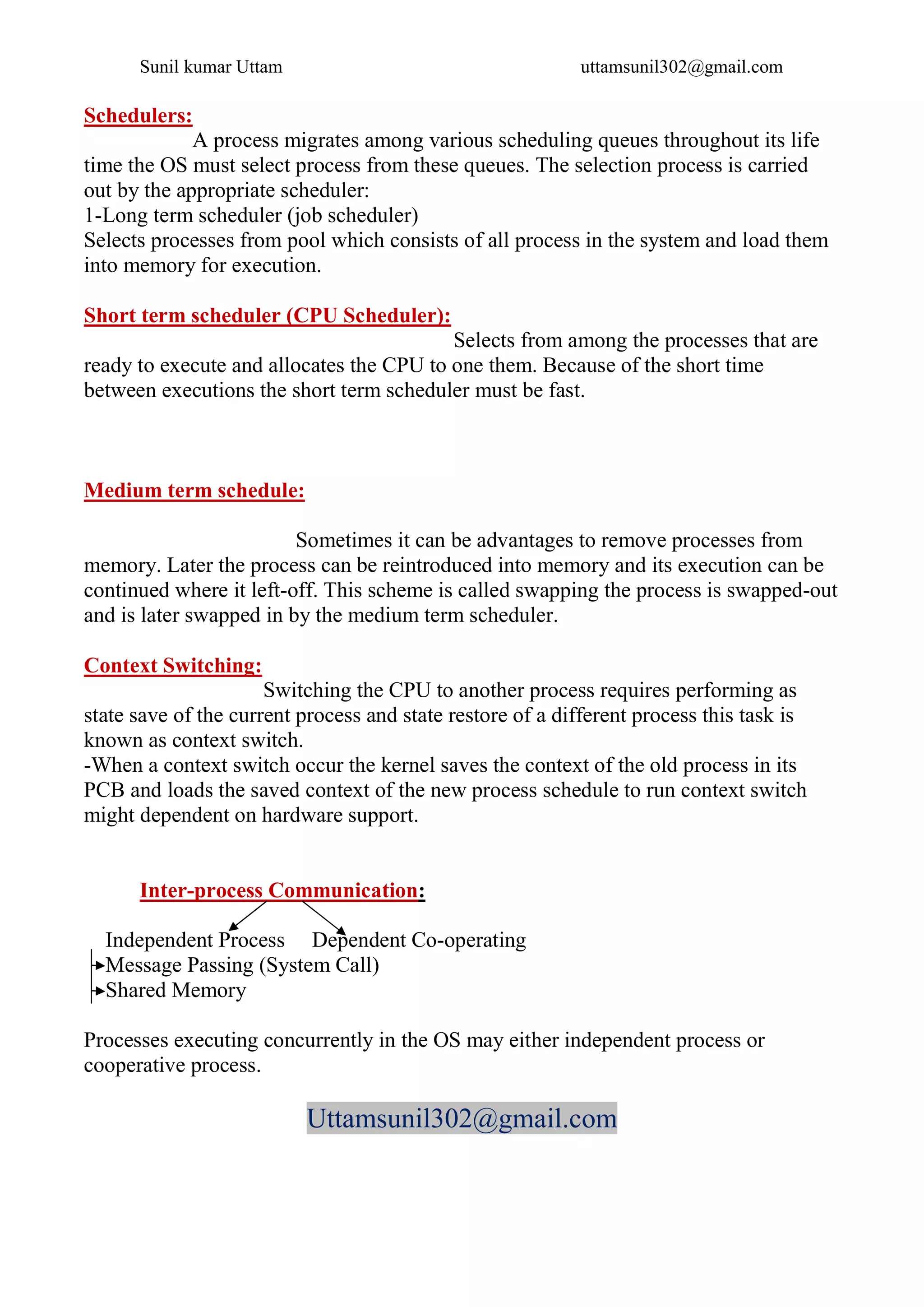 Operating system by uttam | PDF