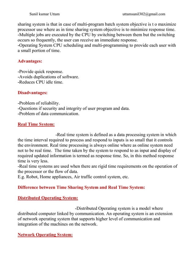 Operating system by uttam | PDF