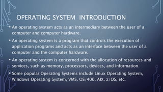 Operating system concepts | PPTX | Operating Systems | Computer Software and Applications