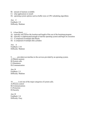 Question Bank for Operating System Concepts (9th Edition, International ...