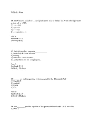Question Bank for Operating System Concepts (9th Edition, International ...