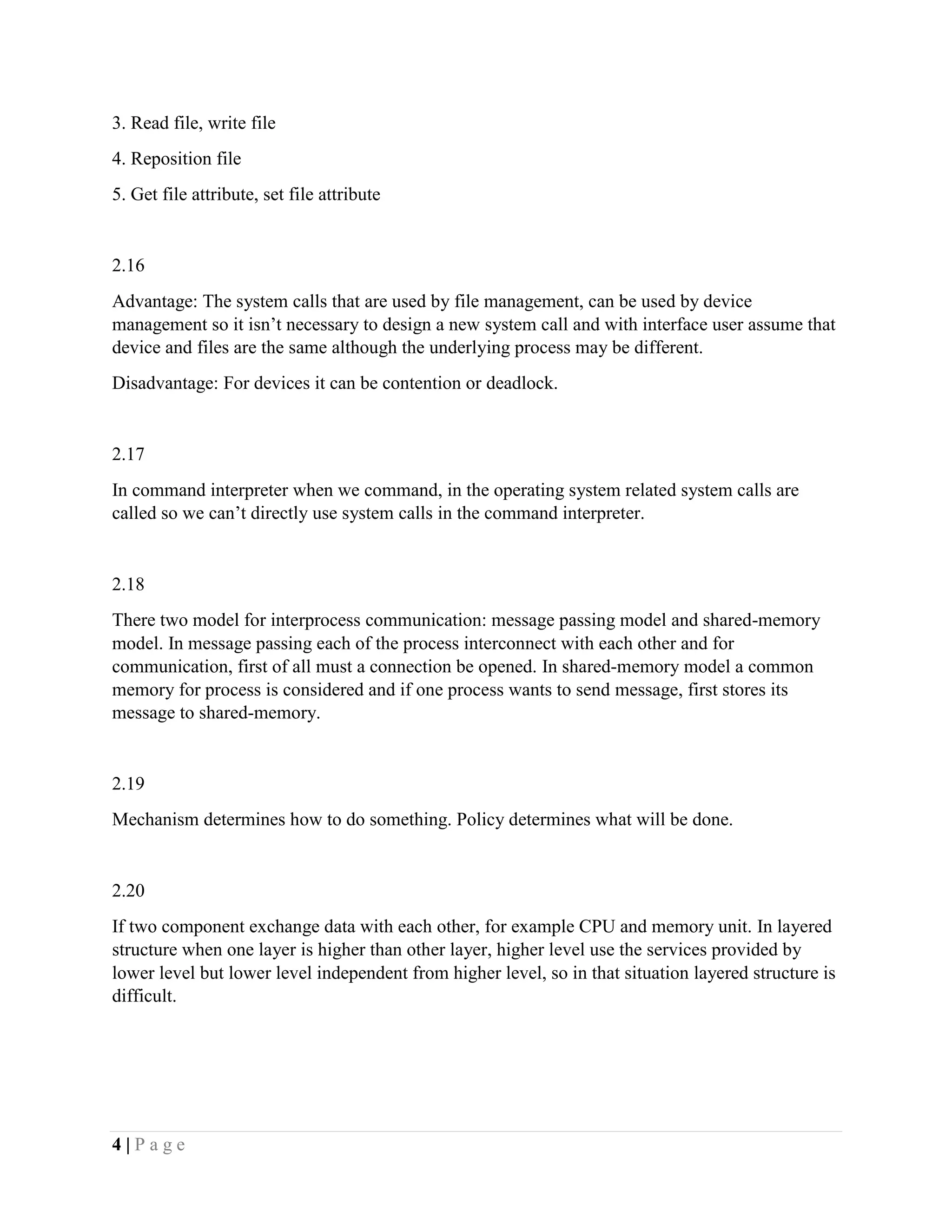 Operating system concepts ninth edition (2012), chapter 2 solution e1 | PDF