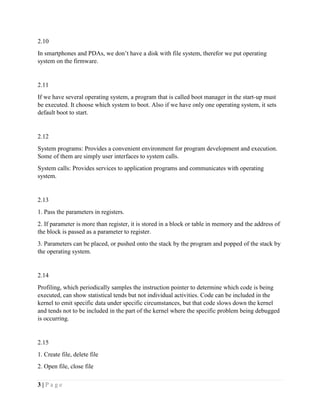 Operating system concepts ninth edition (2012), chapter 2 solution e1 | PDF