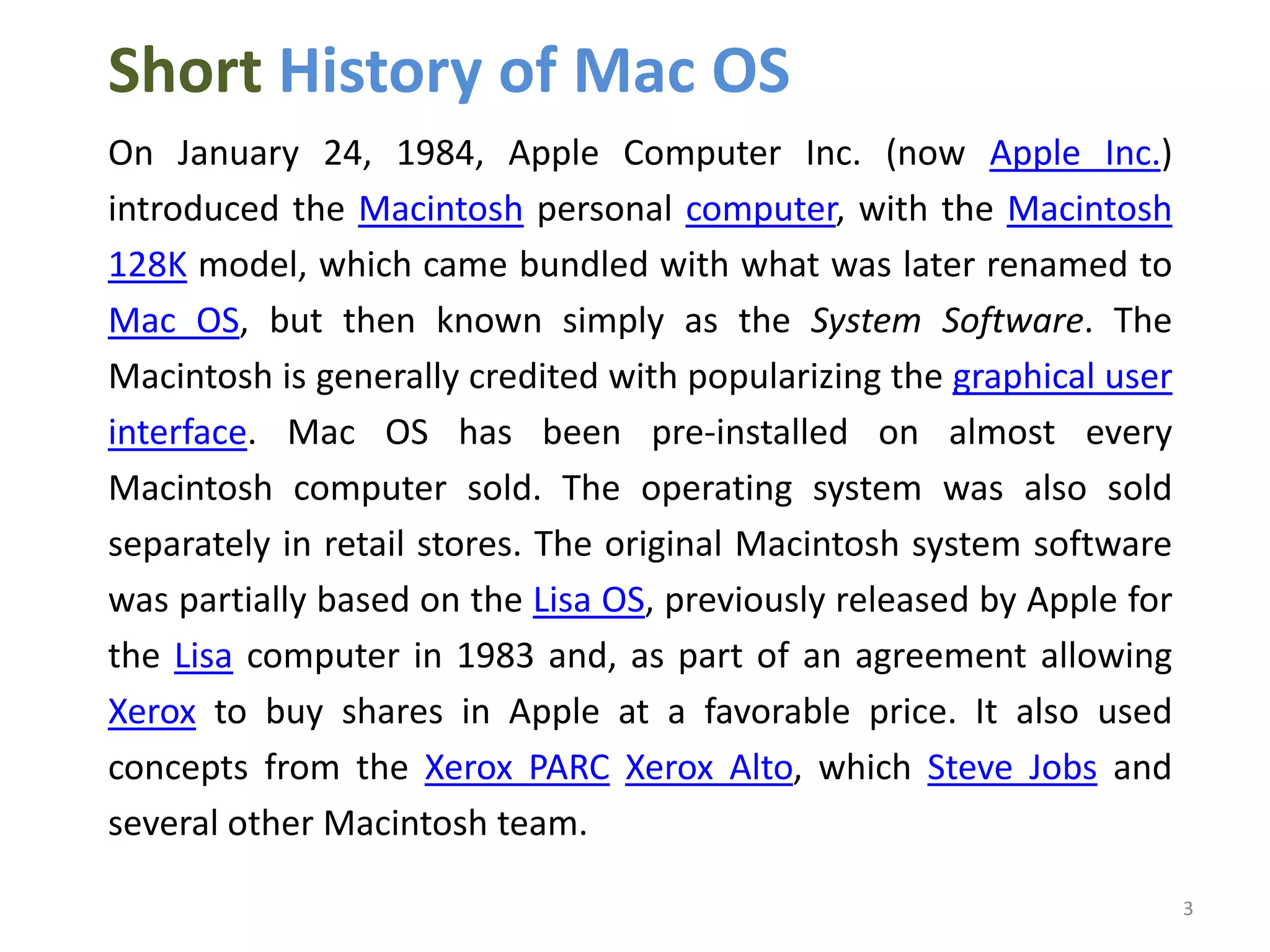 Operating System Mac OS X | PPTX