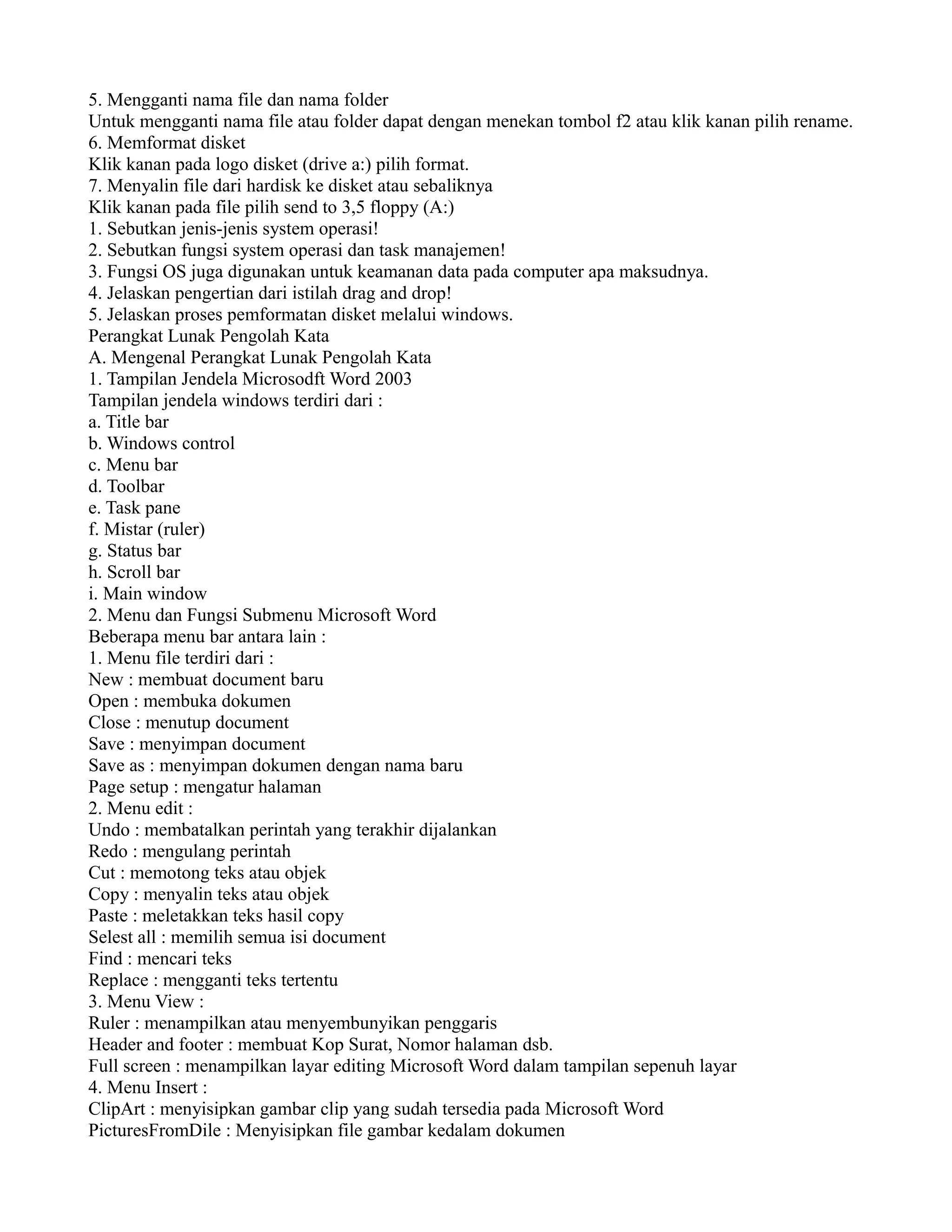 Operating system (materi tik kls 1 semester 1 ) | PDF