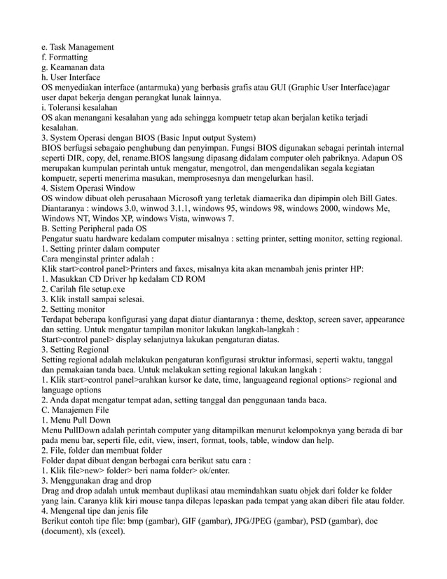 Operating system (materi tik kls 1 semester 1 ) | PDF