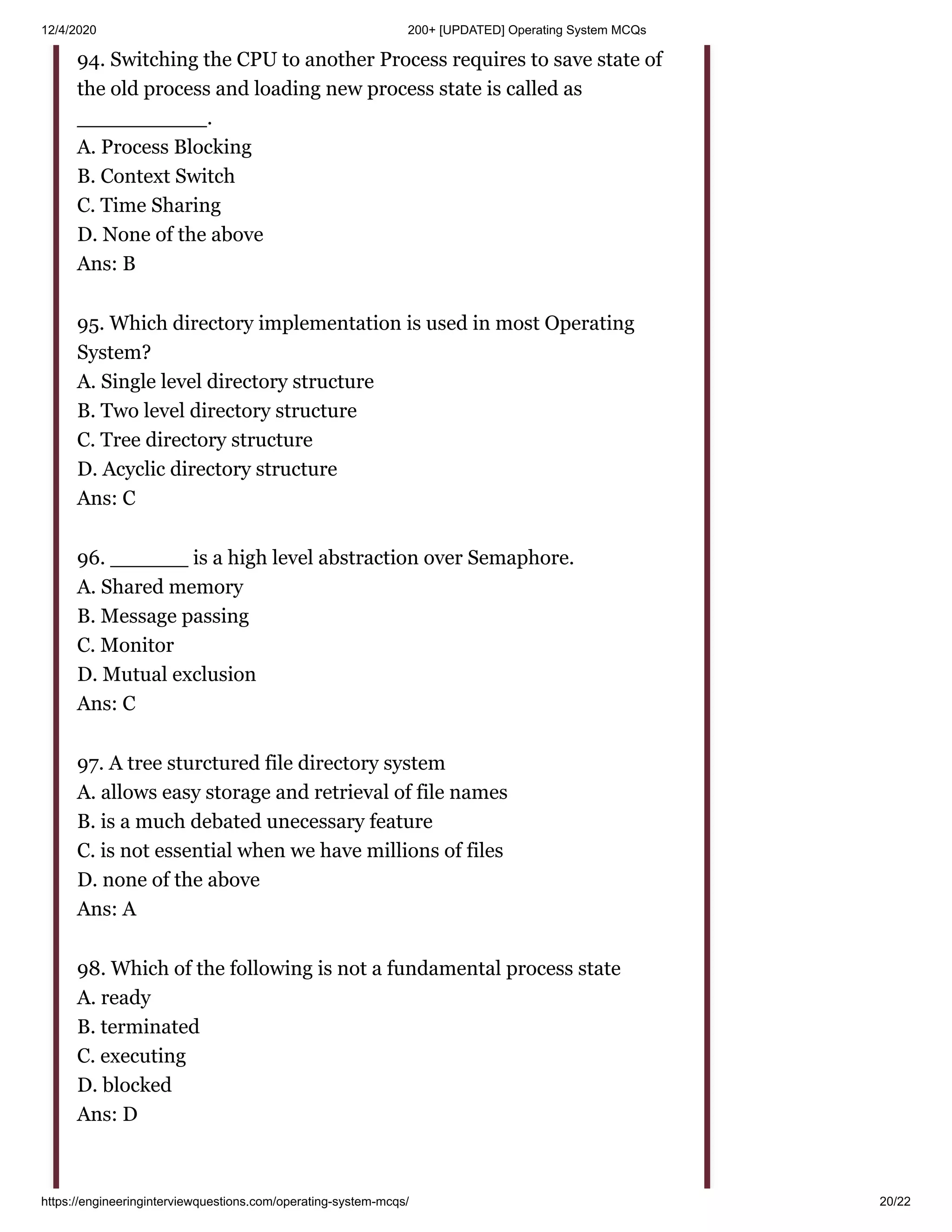 Operating system mc qs | PDF