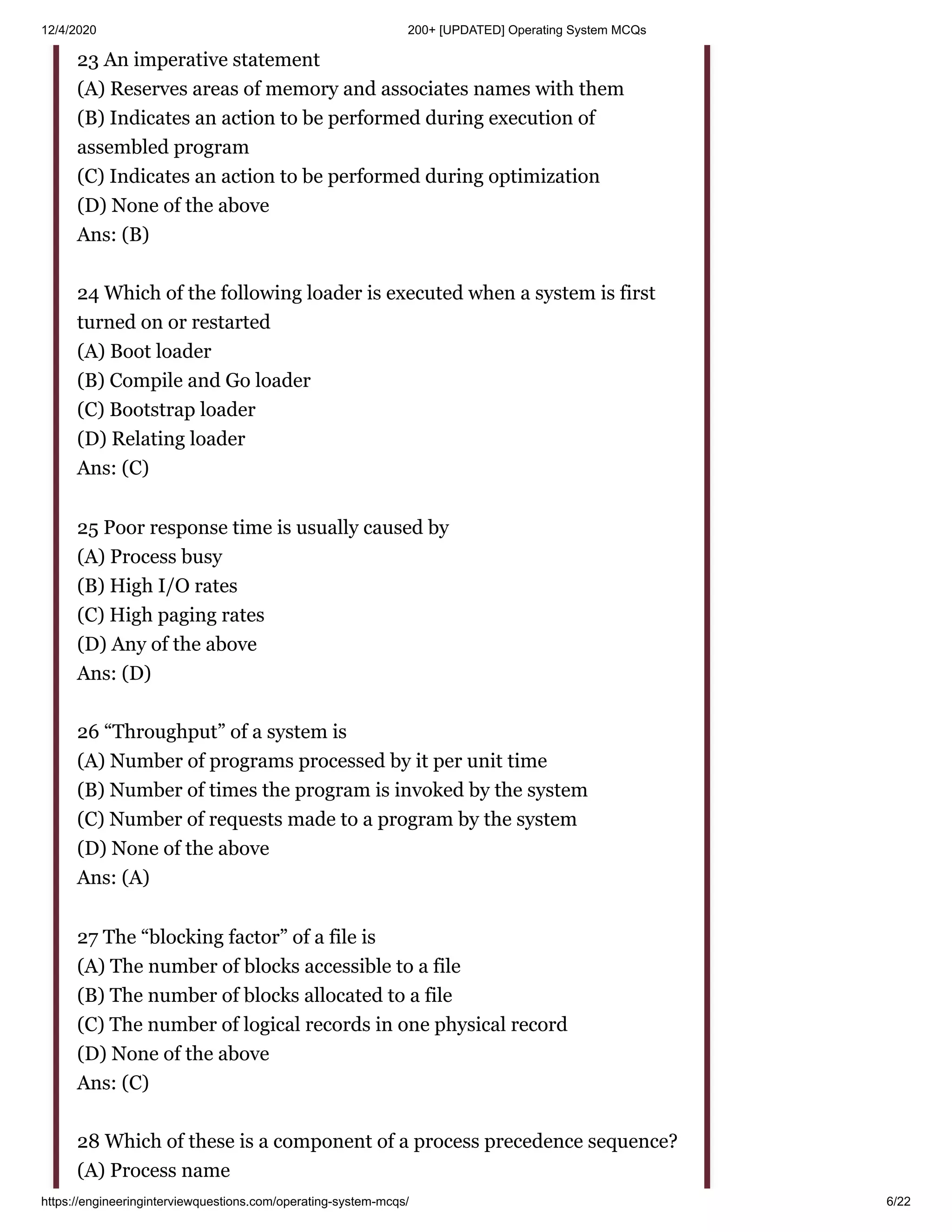 Operating system mc qs | PDF