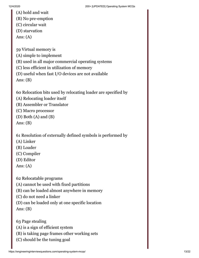Operating system mc qs | PDF