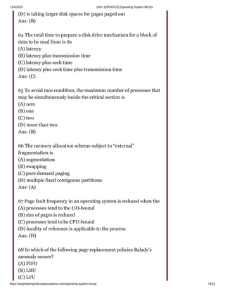 Operating system mc qs | PDF