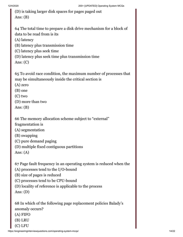 Operating system mc qs | PDF