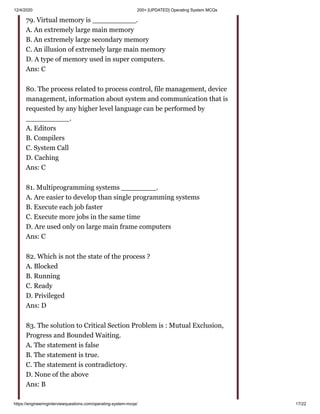 Operating system mc qs | PDF