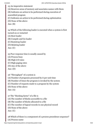 Operating system mc qs | PDF