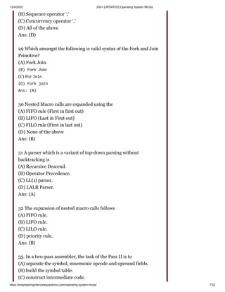 Operating system mc qs | PDF