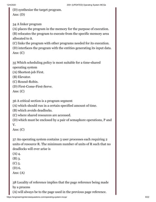 Operating system mc qs | PDF