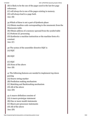 Operating system mc qs | PDF