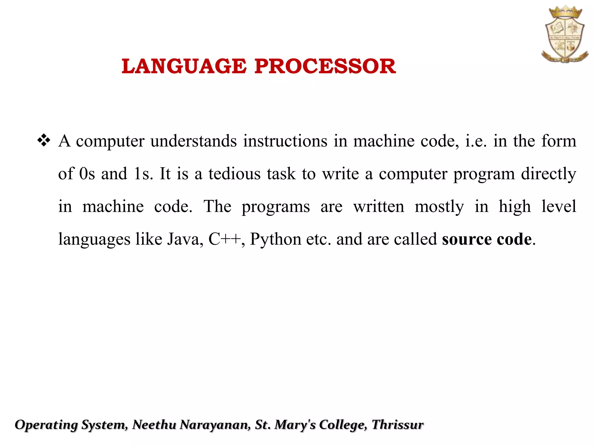 Computer Science:Operating system | PPTX | Programming Languages | Computing