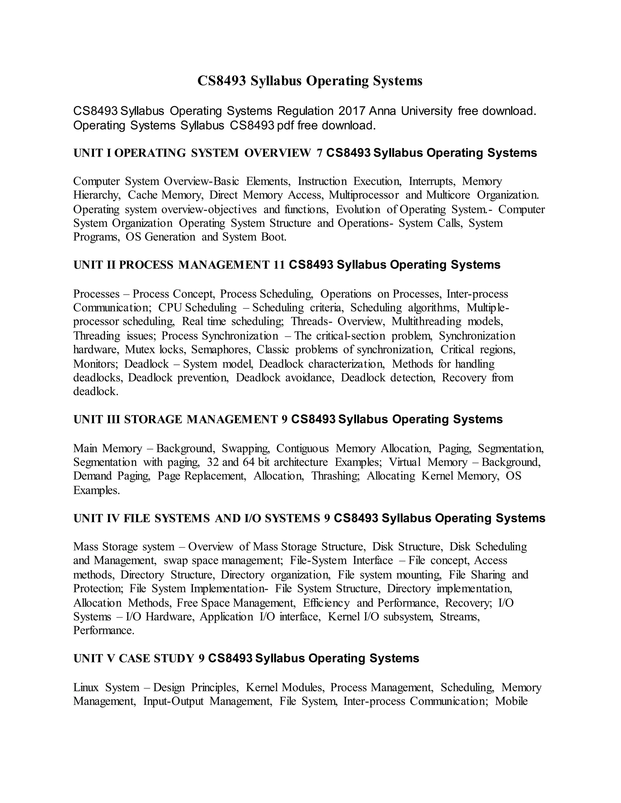 Operating system new syllabus | DOCX