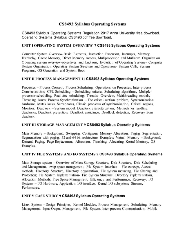 Operating system new syllabus | PDF