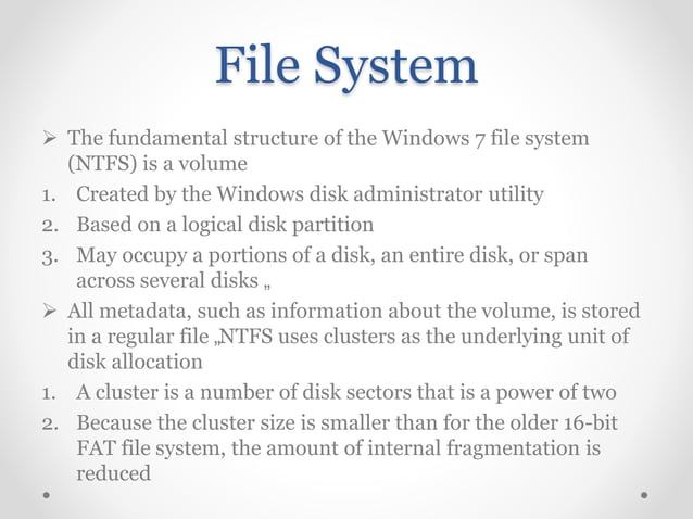 Windows 7 Architecture | PPTX | Operating Systems | Computer Software and Applications
