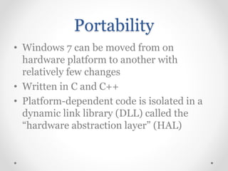 Windows 7 Architecture | PPTX