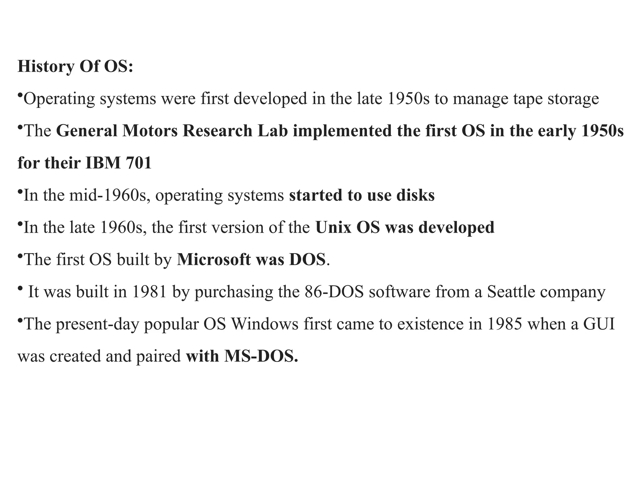 Write the short notes on operating systems and its types | PPTX