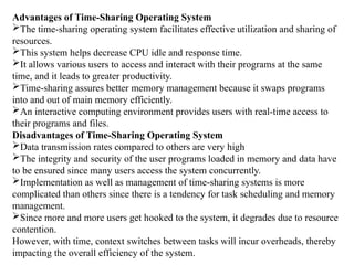 Write the short notes on operating systems and its types | PPTX