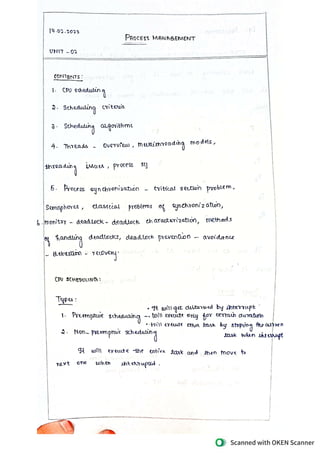 OPERATING SYSTEMS CPU SCHEDULING PROBLEMS | PDF